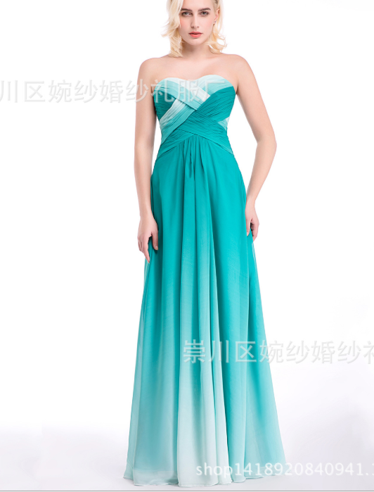 Charming Off The Shoulder Pleat Ombre Prom Dress, Open Back Chiffon ...